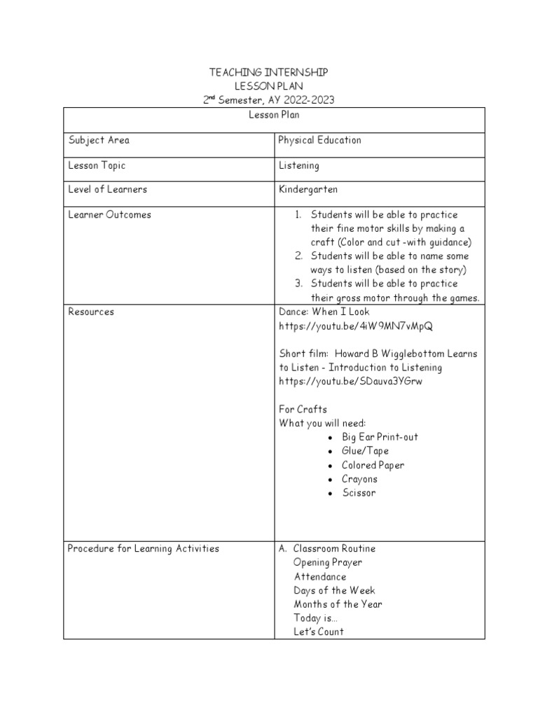 Physical Ed - Listen | PDF | Cognition | Behavior Modification