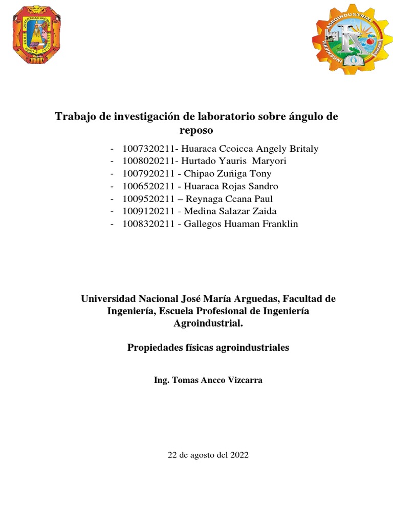 Grupo 1 Angulo de Reposo 1 | Descargar gratis PDF | Litro | Densidad