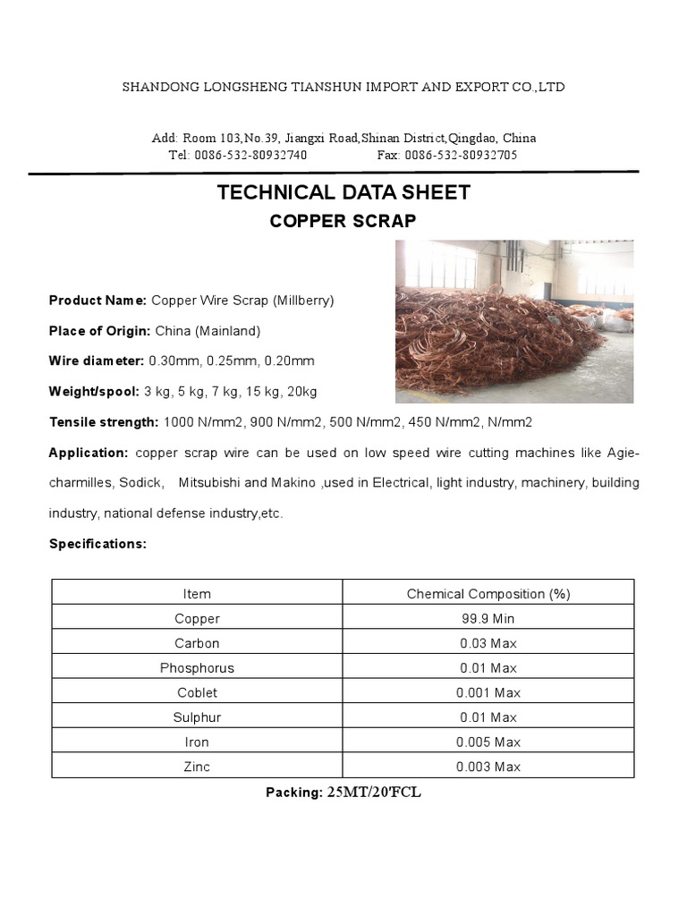 TDS (Copper Wire Scrap) | PDF