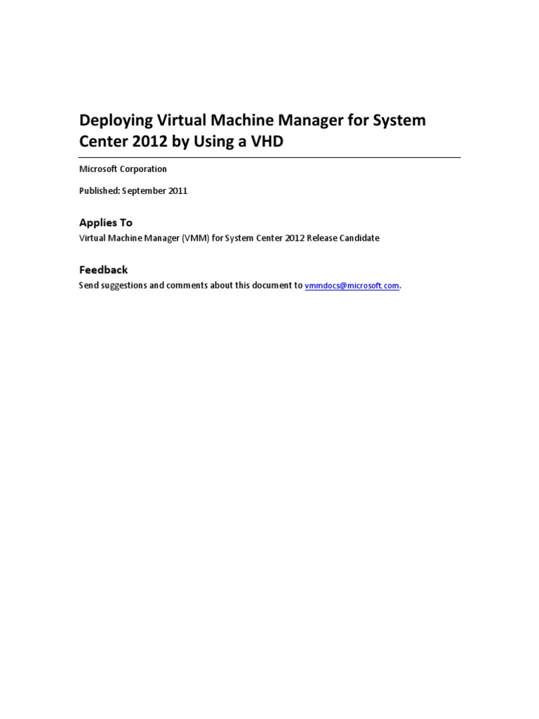 Deploying VMM For System Center 2012 by Using A VHD | PDF | Hyper V | Windows Server 2008