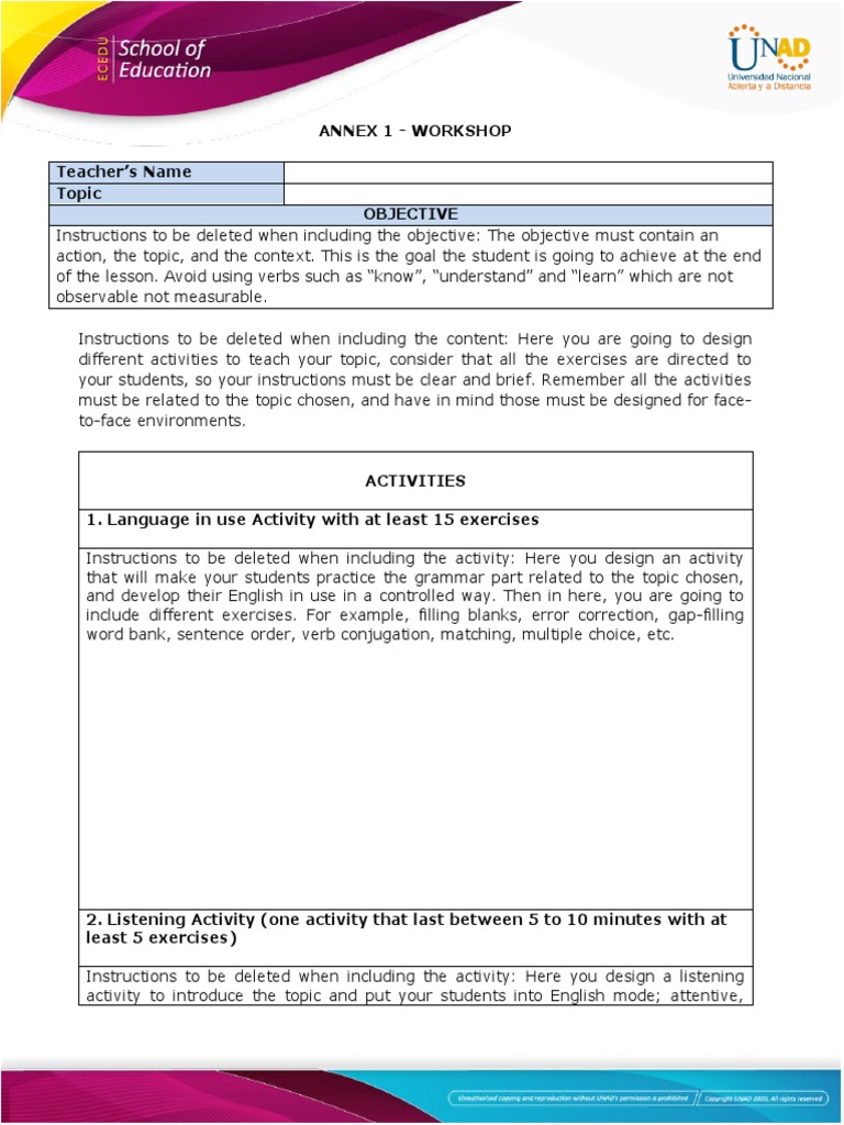 Annex 1 Workshop Pdf English Language Reading Comprehension