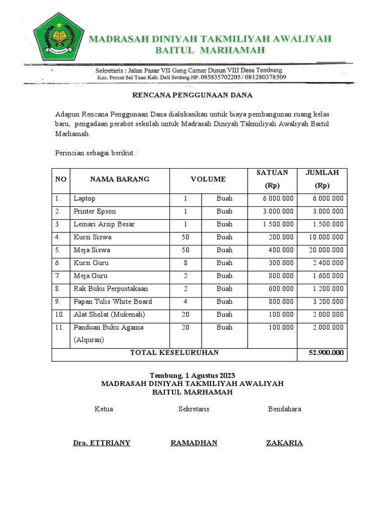 Proposal Mdta Baitul Marhamah | PDF | Karier & Perkembangan