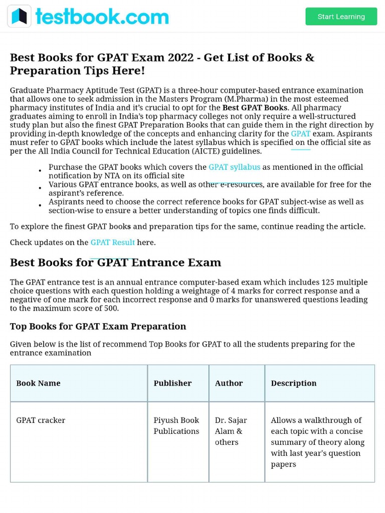Best Books For GPAT Exam 2022 - Get List of Books & Preparation Tips ...