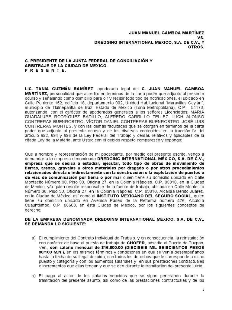 Demanda Manuel Gamboa Queretaro | PDF | Salario | México