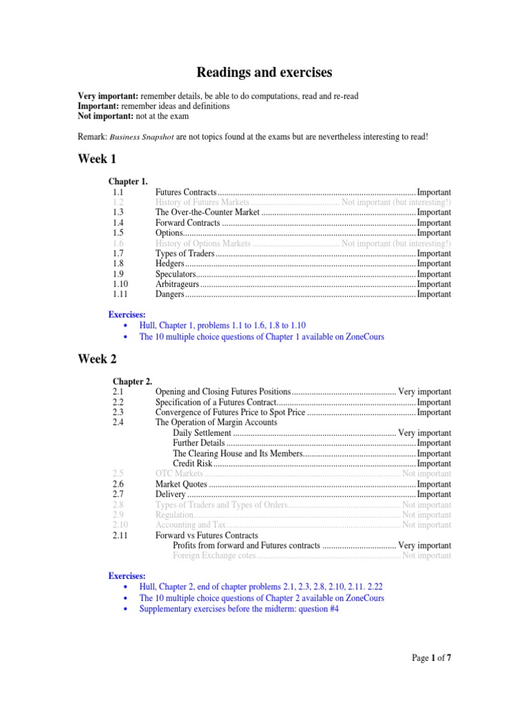 Readings and Exercises | PDF | Futures Contract | Greeks (Finance)