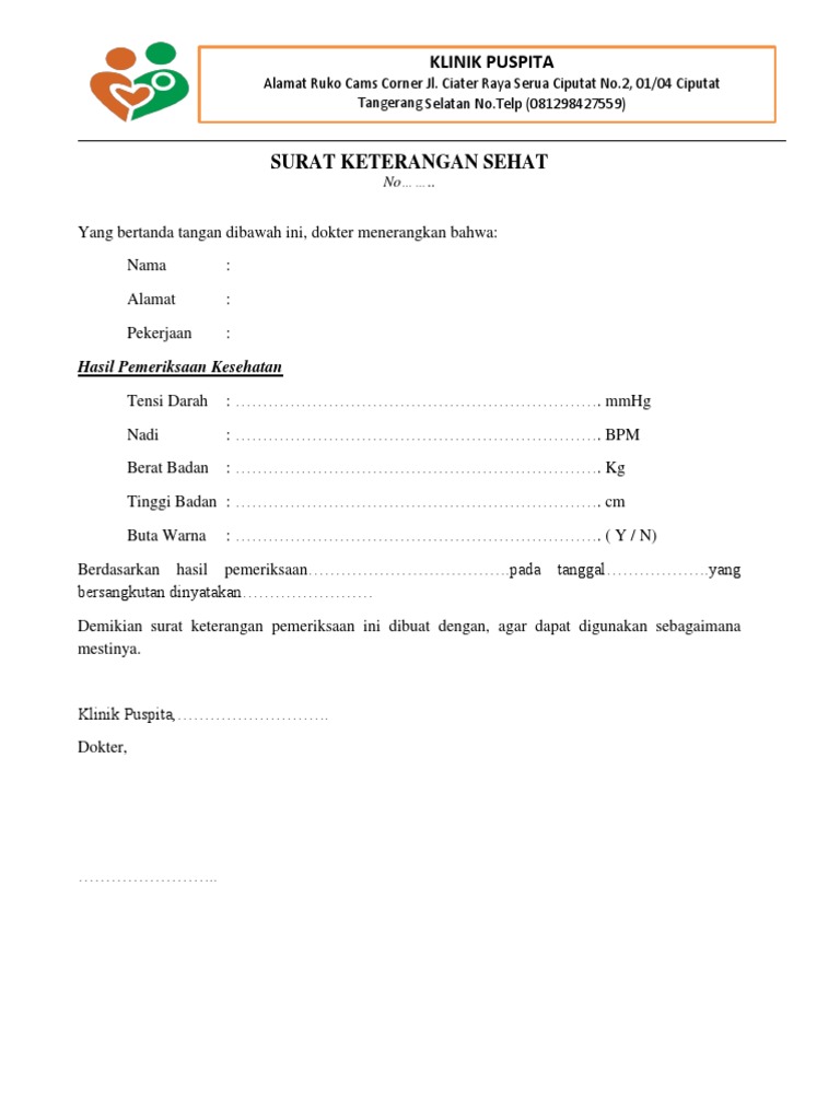 Surat Keterangan Sehat | PDF