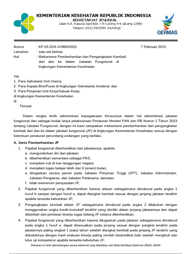 Mekanisme Pemberhentian dan Pengangkatan JF | PDF