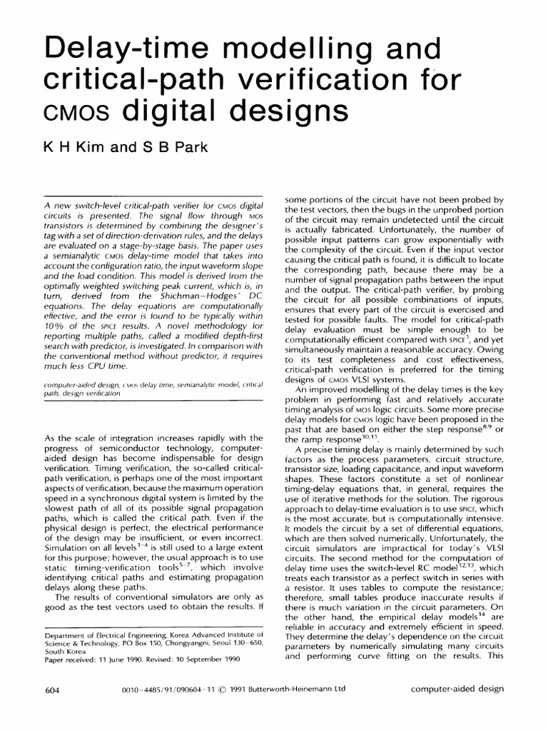 CMOS Critical Path Verification | PDF | Electrical Network | Cmos