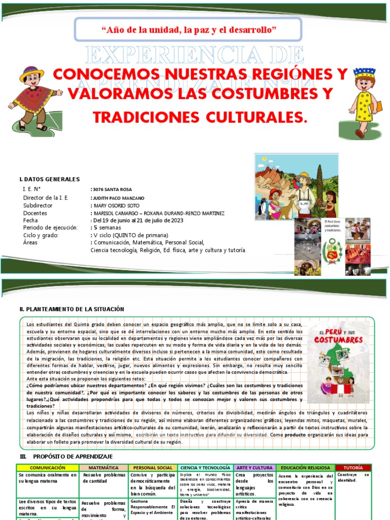 4 Experiencia De Aprendizaje Quinto Grado Pdf Números Aprendizaje