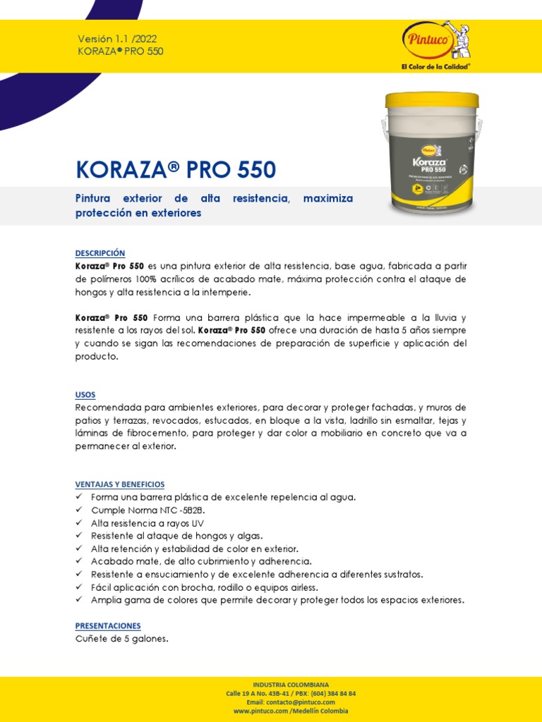 Koraza Pro 550 1 | PDF | Pintar | Sector secundario de la economía