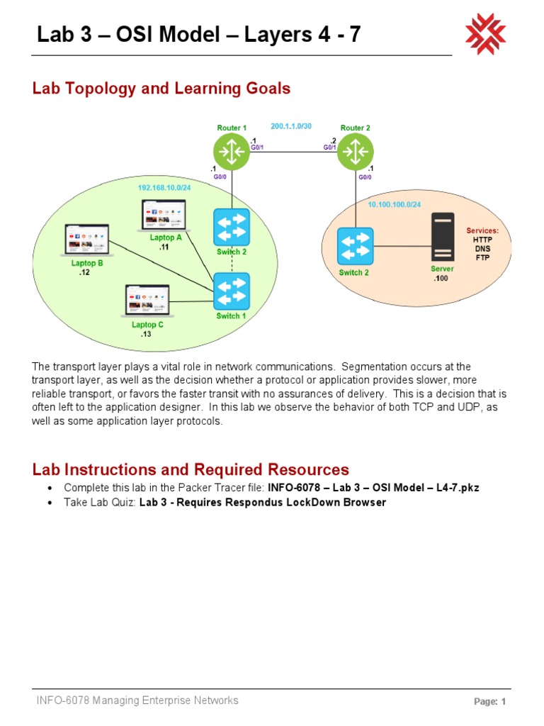 INFO-6078 - Lab 3 - OSI Model - Layers 4-7 | PDF | Transmission Control Protocol | Osi Model