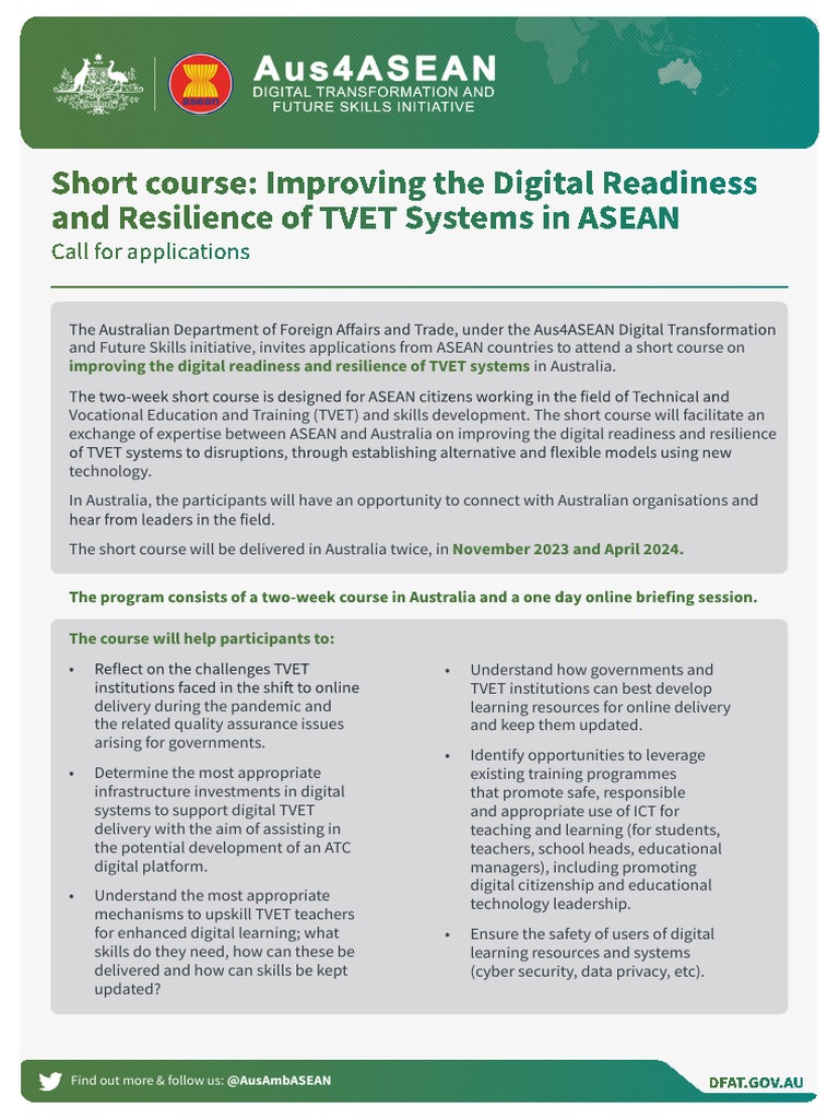 Aus4ASEAN Short Courses Flyers Improving The Digital Readiness and ...