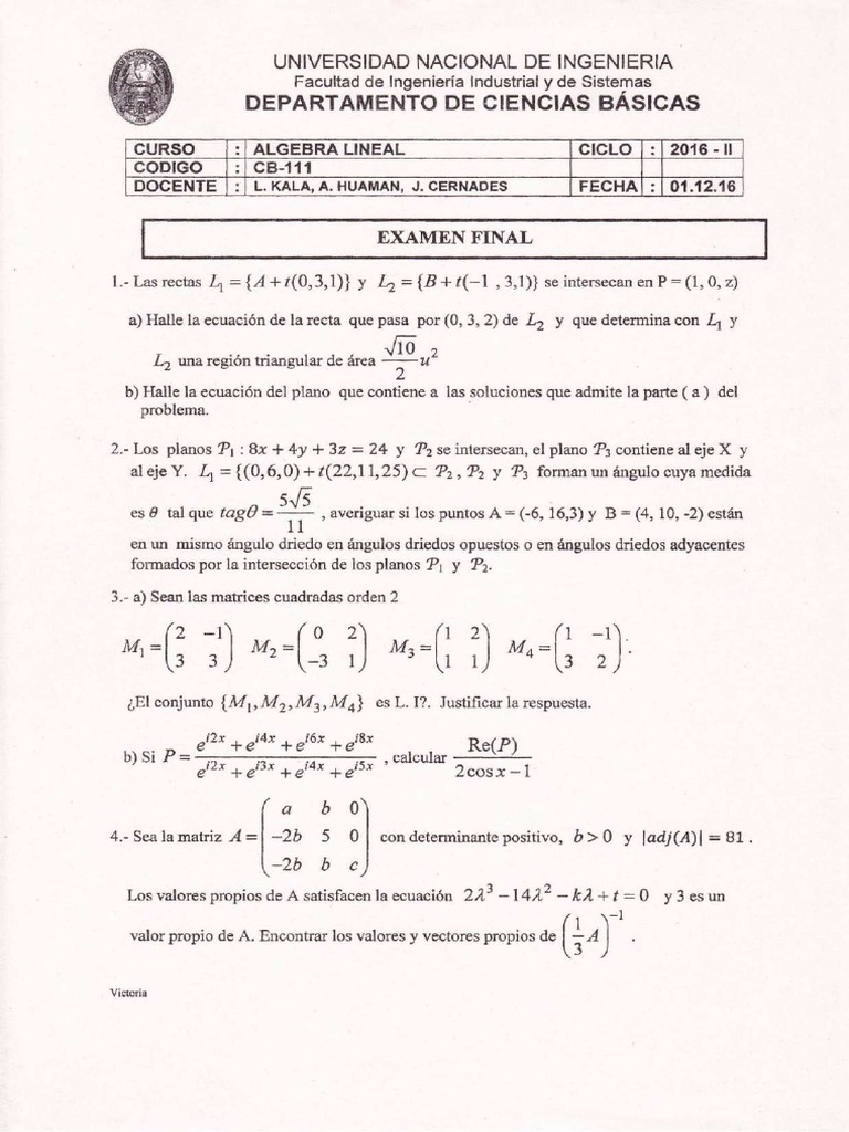 Álgebra Lineal - Finales | PDF