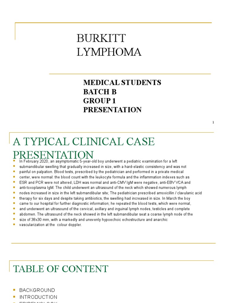 Burkitt Lymphoma Group A Batch 2 Presentation Pdf Lymphoma Myc