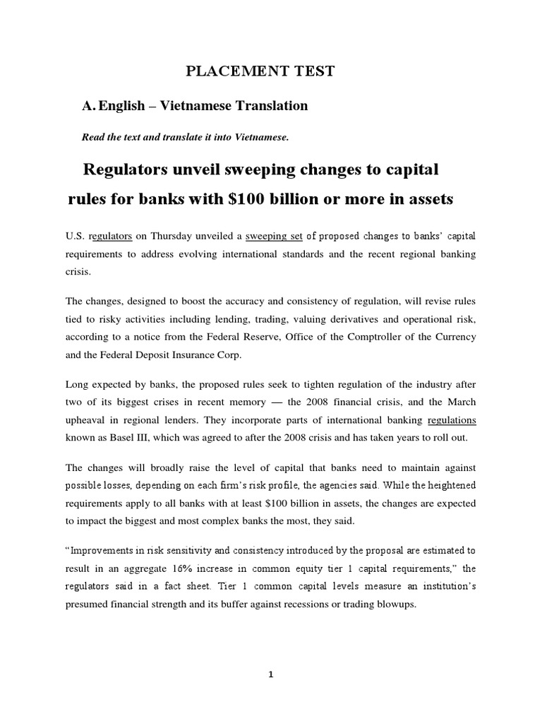 Bank Capital Regulation Changes 2023 | PDF | Banks | Banking
