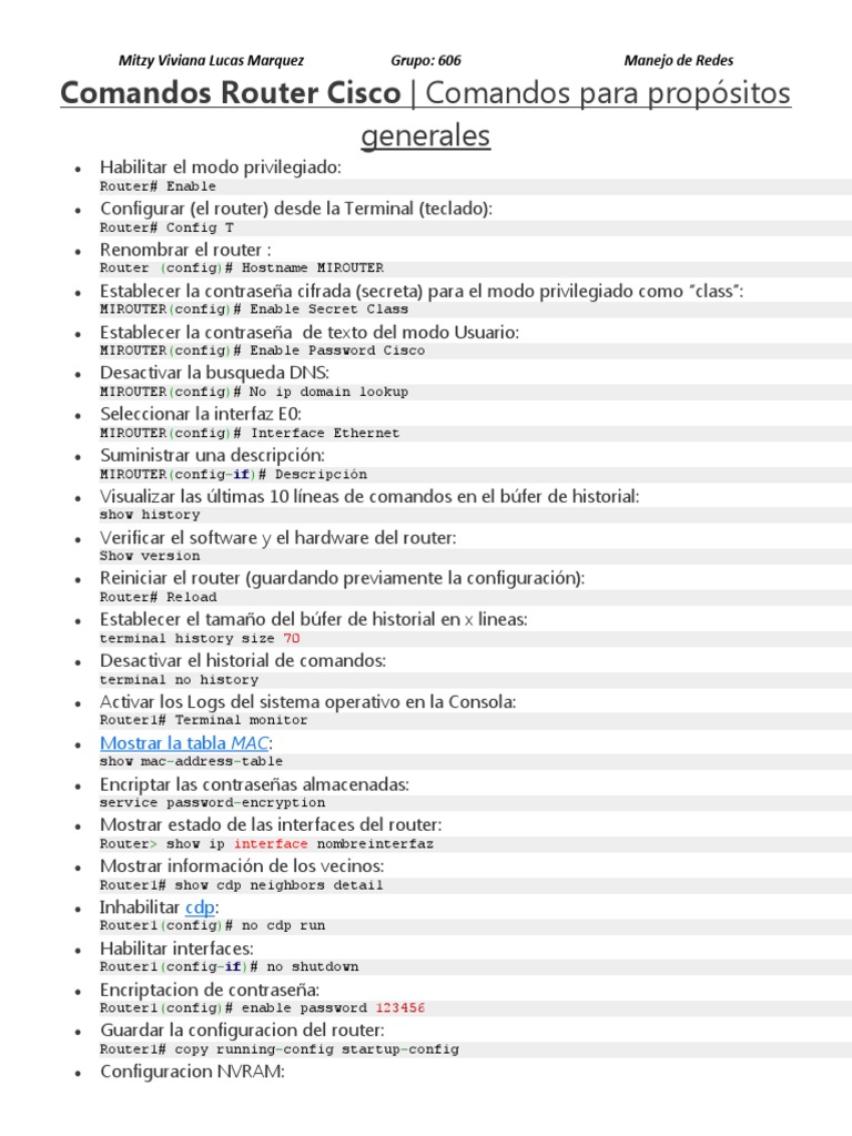 Comandos Router Cisco | PDF | Protocolo de transferencia de archivos ...