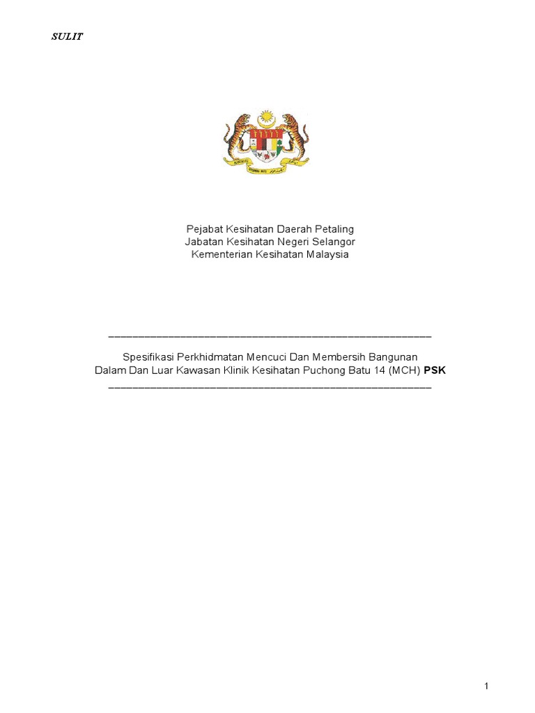 Spesifikasi Pembersihan KKP (MCH) Edited 011221 | PDF