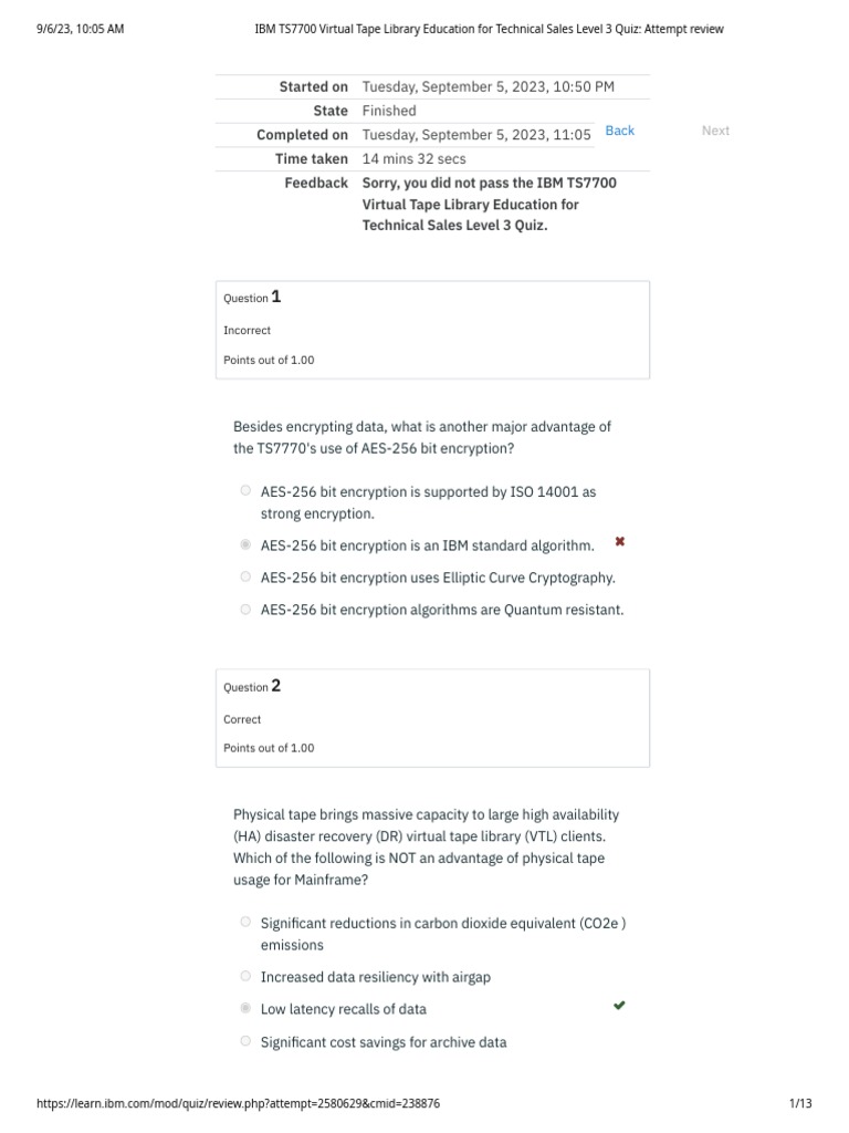 IBM TS7700 VTL Sales Quiz Review | PDF | Cloud Computing | Data