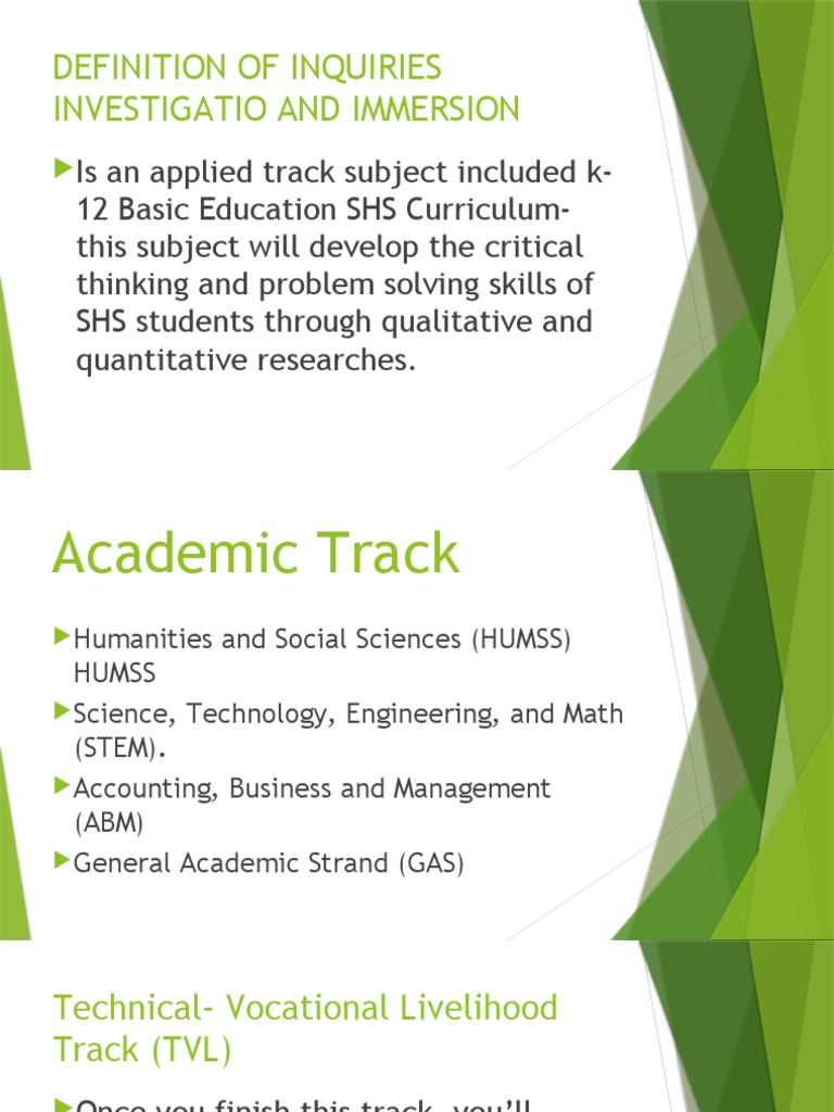 DEFINITION OF INQUIRIES INVESTIGATIO AND IMMERSION Lesson 1 Slides | PDF