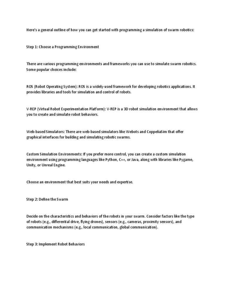 Swarm Robotic Outline | PDF | Simulation | Robotics