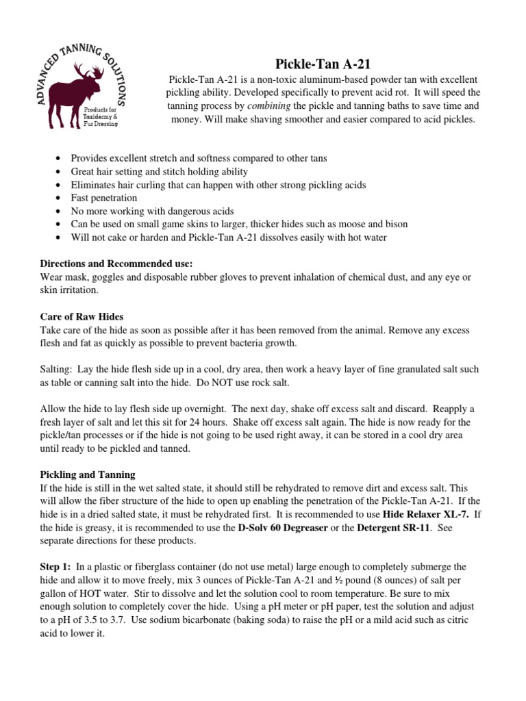 A 21 Pickle Tan Directions Full PDF Salt Materials