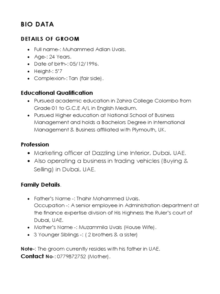 Bio Data: Educational Qualification | PDF