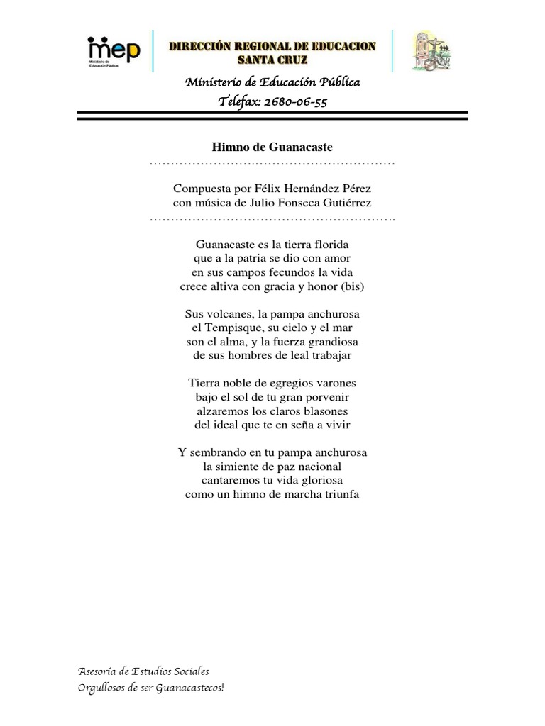 Himno de Guanacaste | PDF