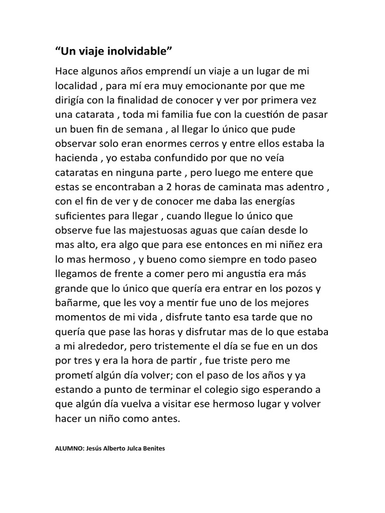 Un Viaje Inolvidable | PDF
