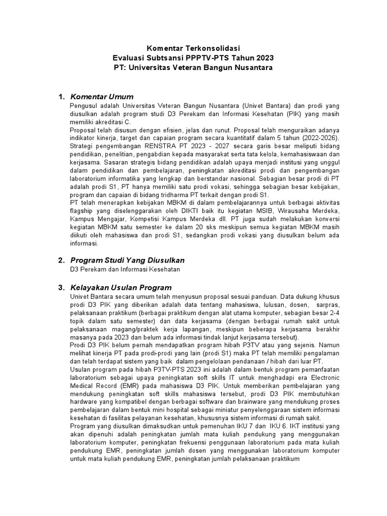 Coco-P3TV-PTS-2023 Universitas Veteran Bangun Nusantara RR1 | PDF | Karier & Perkembangan