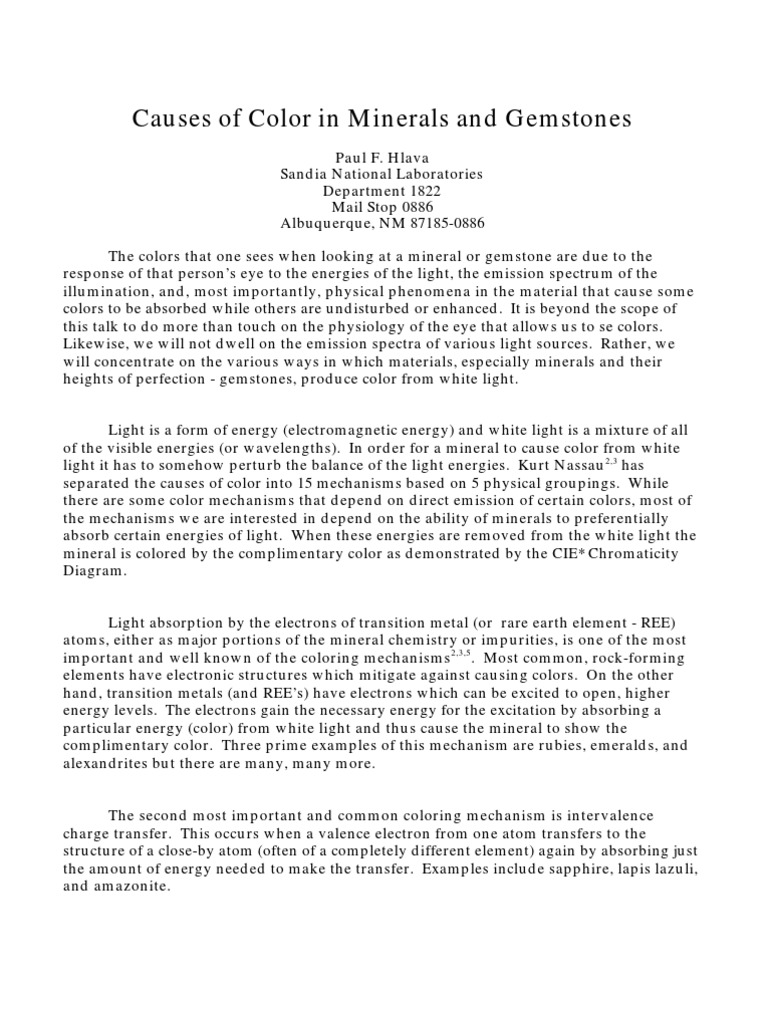 Causes of Color in Minerals and Gemstones | PDF | Electromagnetic ...