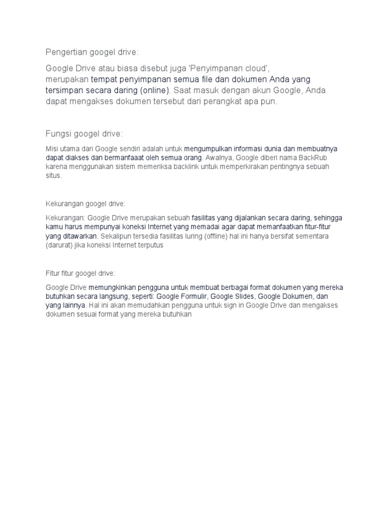 Pengertian dan Kekurangan Google Drive | PDF