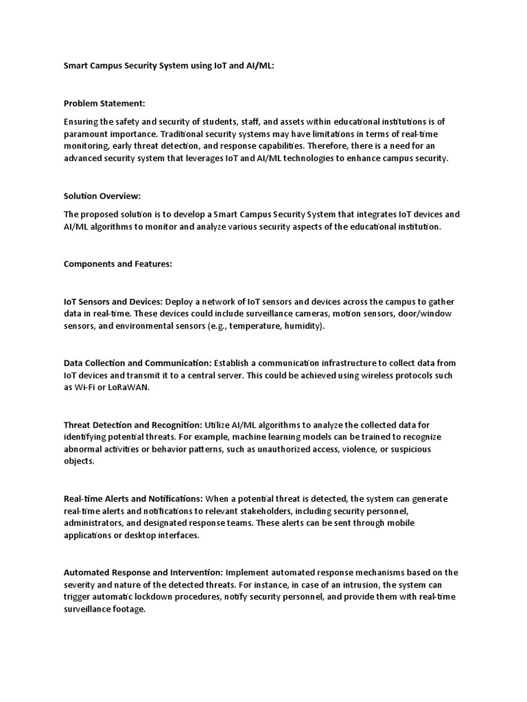 Smart Campus Security System Using Iot And Ai Pdf Internet Of Things Security Alarm