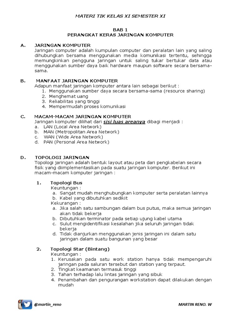 Materi Jaringan Komputer Kelas XI | PDF | Teknologi & Rekayasa