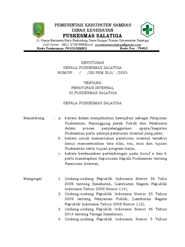 SK Peraturan Internal | PDF