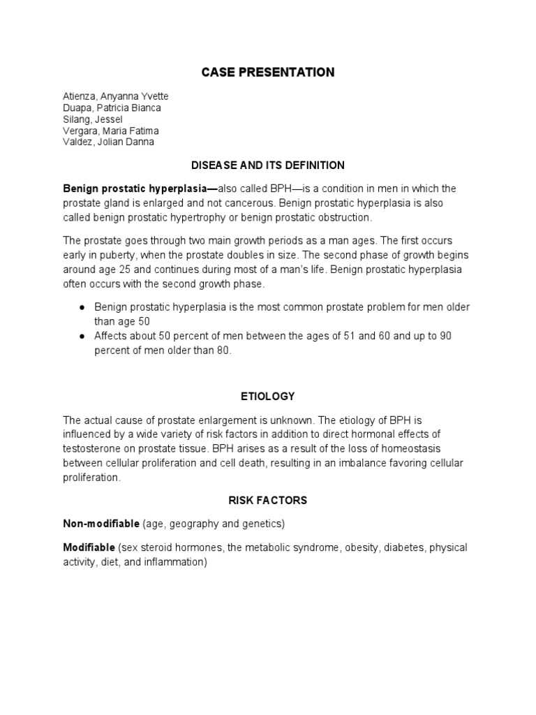 BPH Case Presentation | Download Free PDF | Prostate | Urinary Tract ...