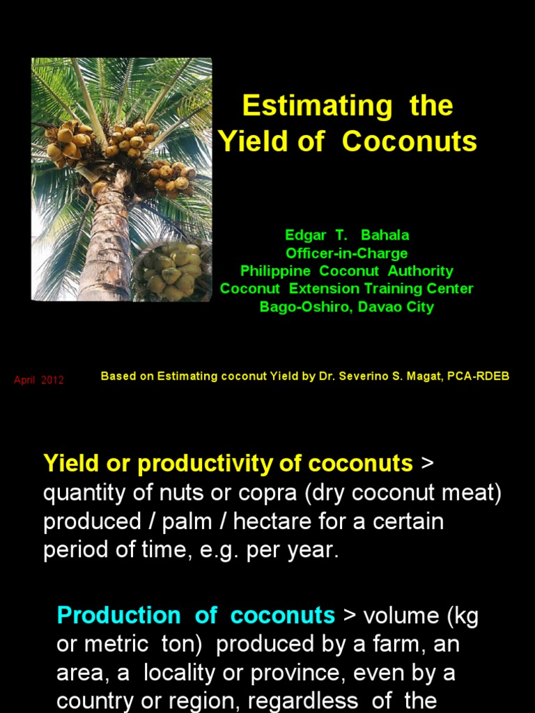 Estimating Coconut Yield | PDF | Coconut | Sampling (Statistics)