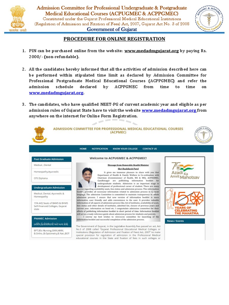 Procedure For Online Registration - PG | PDF