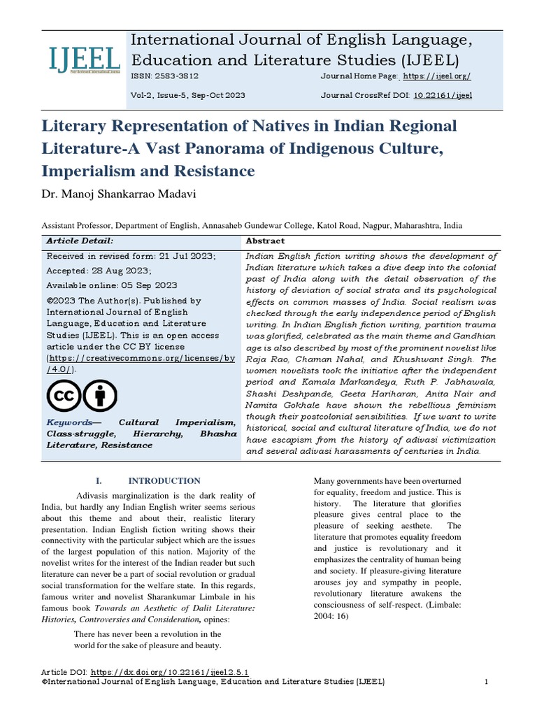 Literary Representation of Natives in Indian Regional Literature-A Vast ...