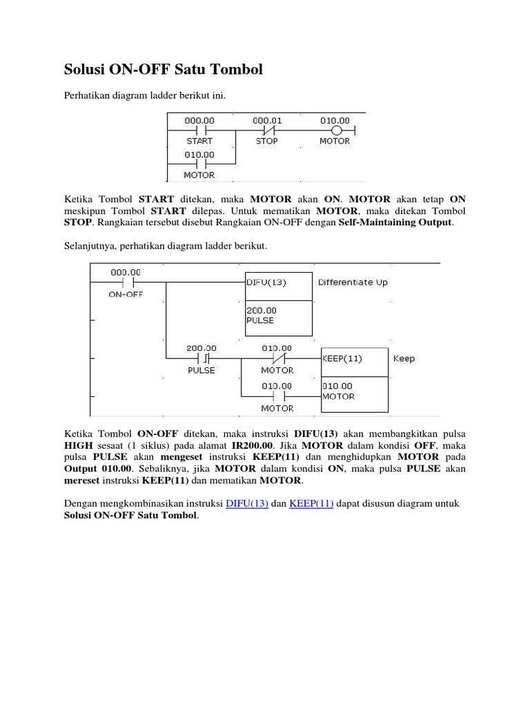 PLC - Solusi ON OFF Satu Tombol | PDF