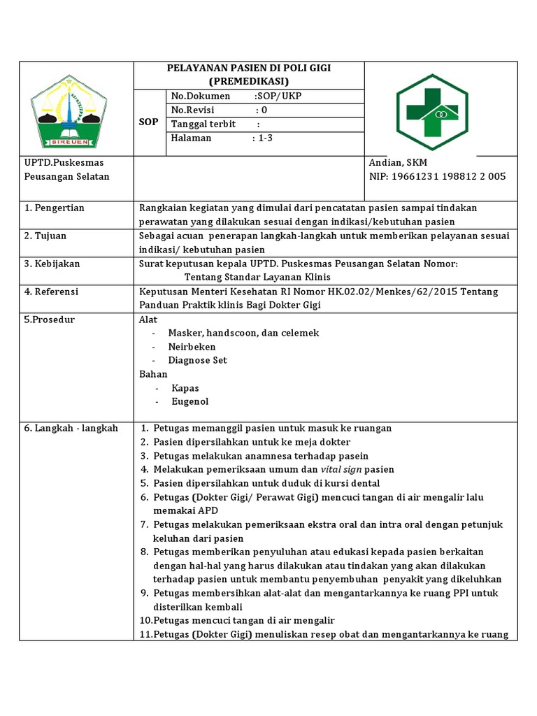 Pelayanan Pasien Di Poli Gigi | PDF | Kesehatan Holistik | Sains & Matematika