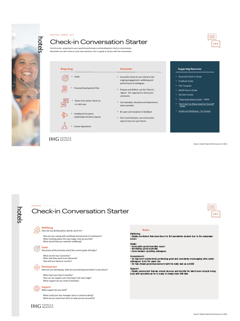 Quarterly Check-In Conversation Starter en | PDF | Behavior ...