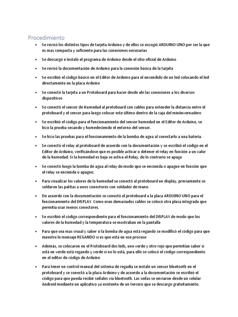 Procedimiento y Materiales | PDF | Arduino | Diodo emisor de luz