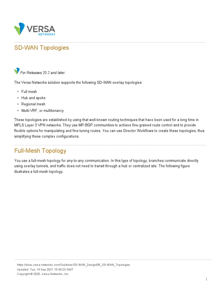 SD WAN Topologies | PDF | Network Topology | Routing