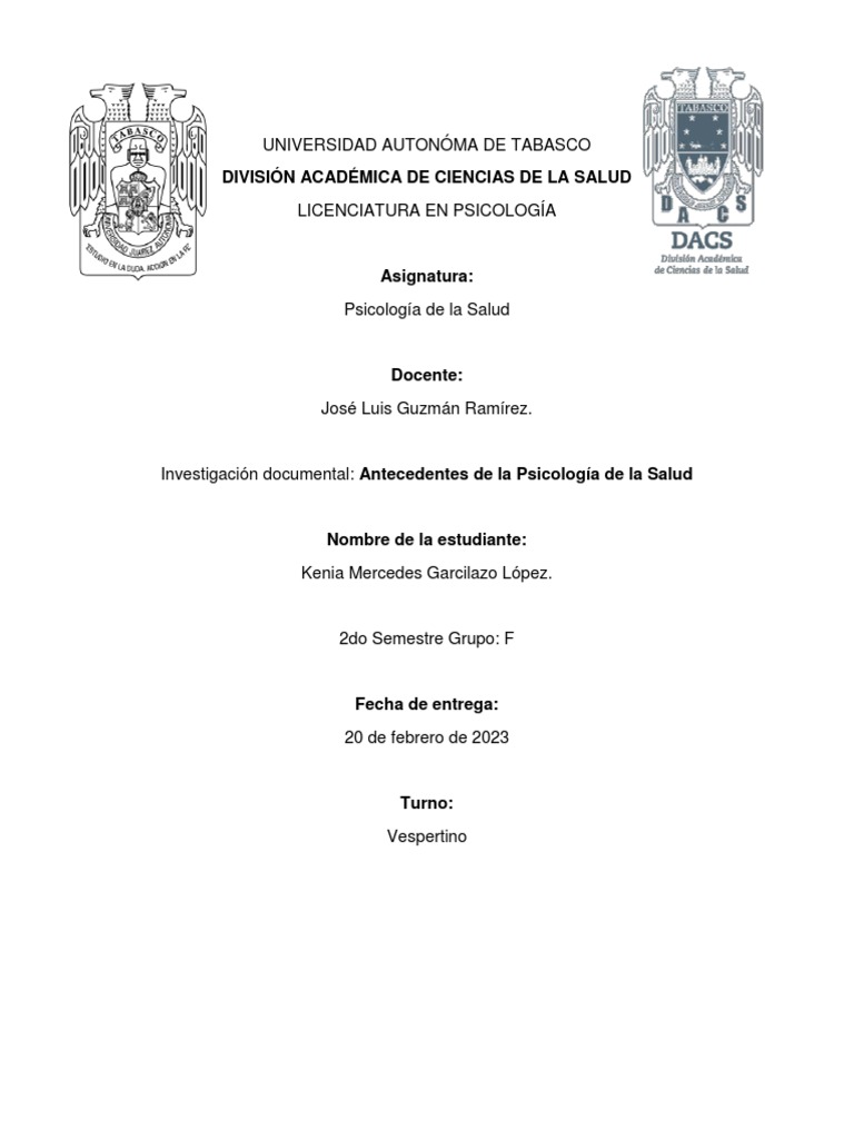 Antecedentes de La Psicologia de La Salud_KMGL | PDF | Sicología ...