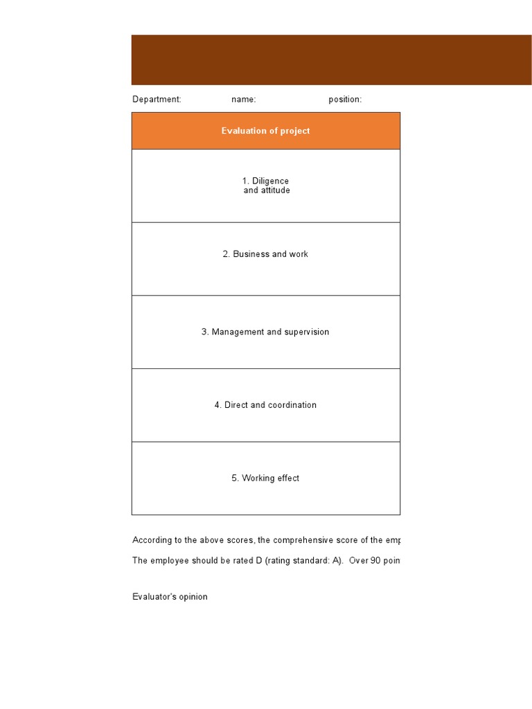 Employee Performance Evaluation Form1 | PDF | Performance Appraisal | Cognition