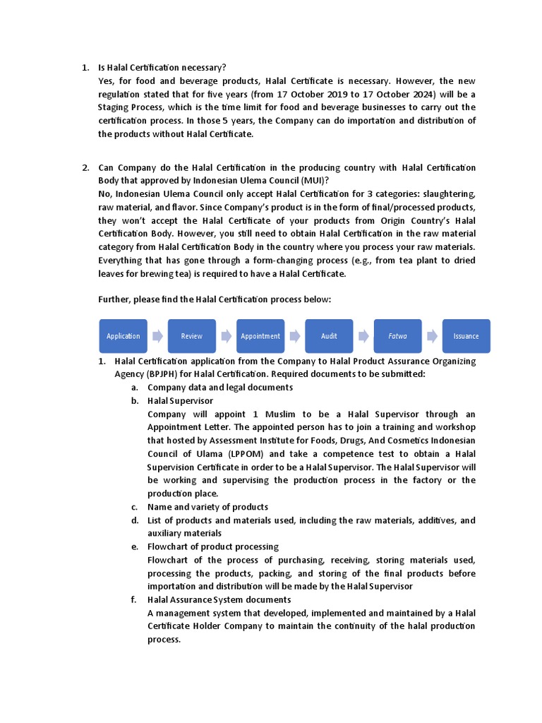 Halal Certification Pdf Audit Food And Drink
