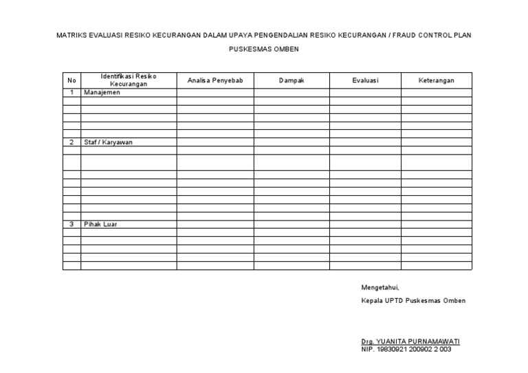 Matriks Evaluasi Resiko Kecurangan | PDF