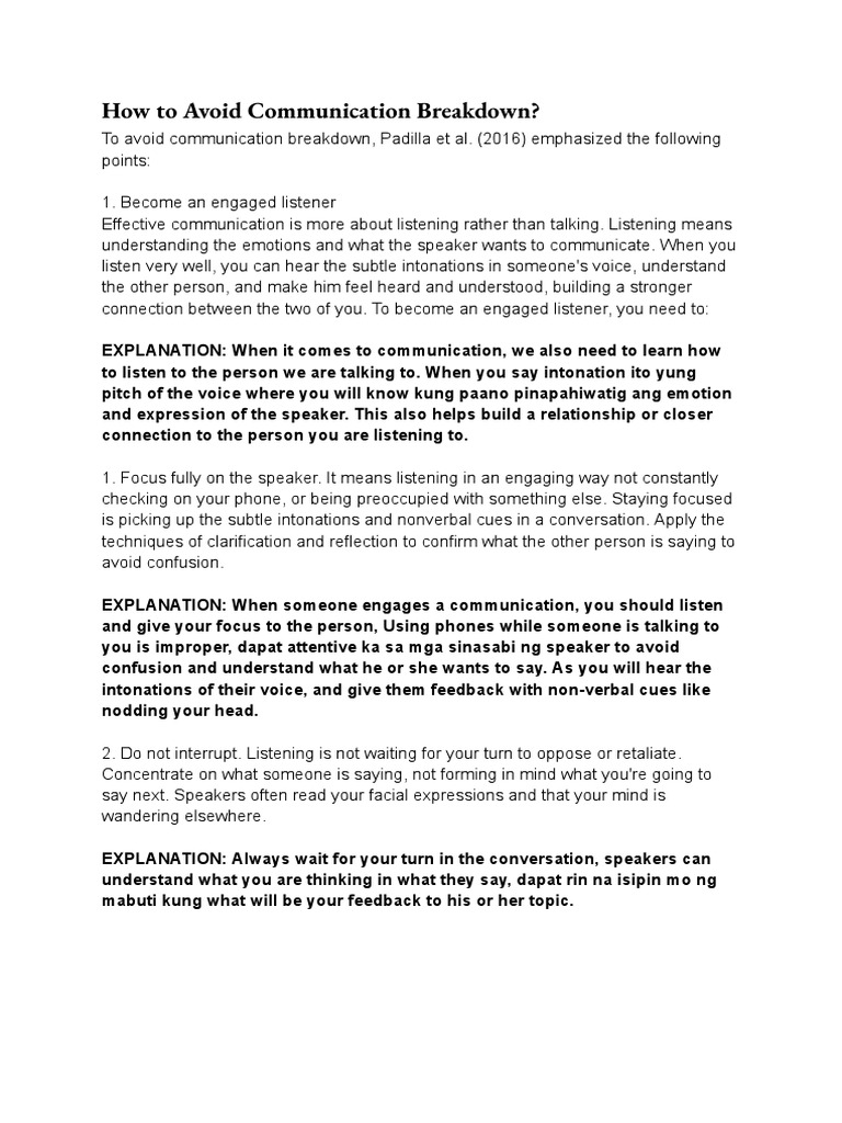 How To Avoid Communication Breakdown | PDF | Nonverbal Communication | Communication
