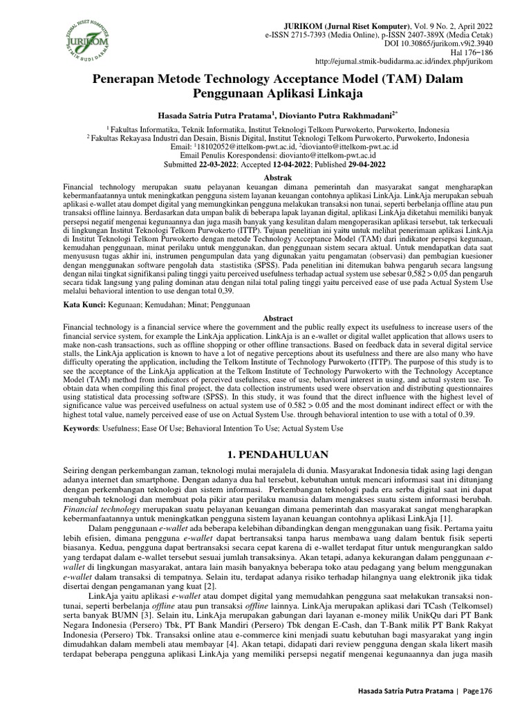 Penerimaan Aplikasi LinkAja dengan TAM | PDF