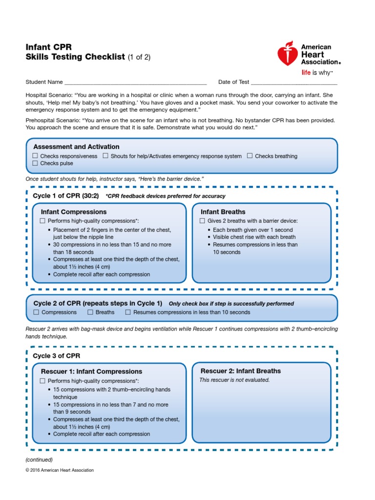 2015-updated-BLS-Infant-Skills-Testing-Sheets | PDF | Cardiopulmonary ...
